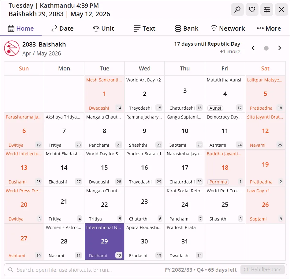 2083 Nepali Calendar | BS Months, Holidays - Key Dates